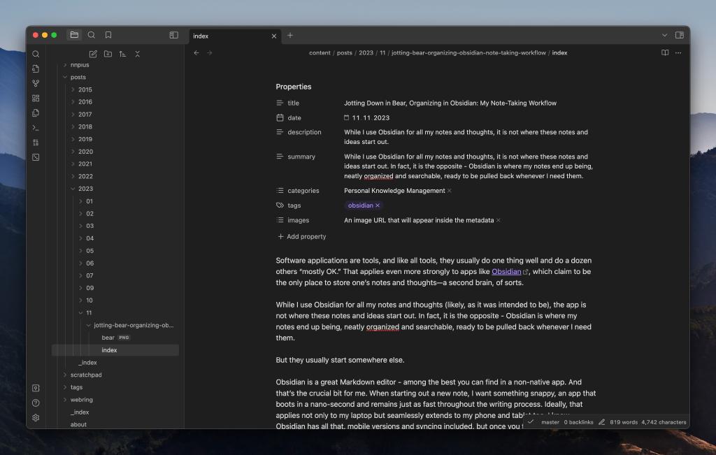 Jotting Down in Bear, Organizing in Obsidian: My Note-Taking Workflow ...